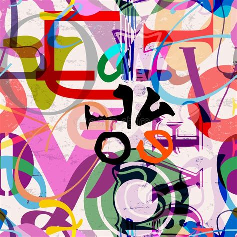 Seamless Pattern Background Grungy Love Concept With Wordletter Stock
