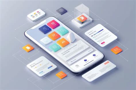 Smartphone Mobile App Interface Mockup With Ui Active Blocks And