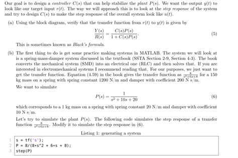 Solved Problem 8 Pid Feedback Control This Problem Is