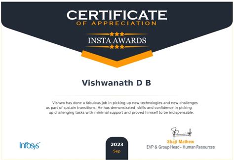 Vishwanath D B On Linkedin Riseinstaawards Infosys Sde Sdet
