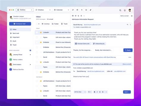 client mail composer one work platform in 2024 app interface design