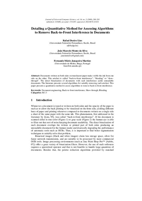 Pdf A Quantitative Method For Assessing Algorithms To Remove Back To Front Interference In