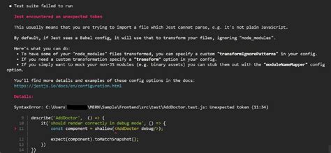 Reactjs Jest Encountered An Unexpected Token React Js Stack Overflow