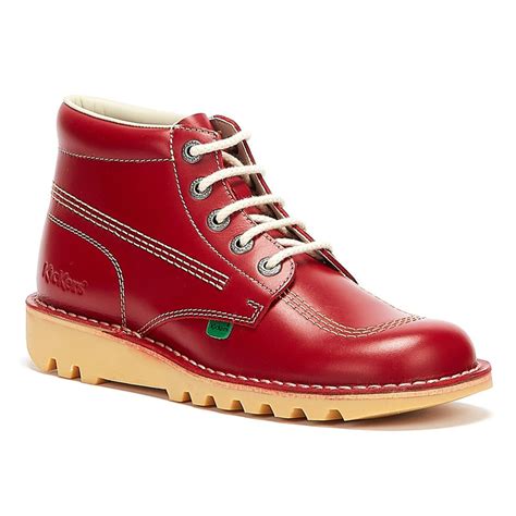 Kickers Kick Hi Mens Red Leather Boots Tower