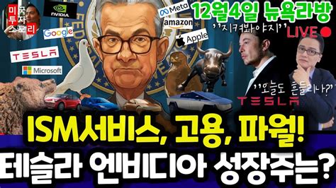 미국주식ism서비스지수adp고용 파월테슬라 엔비디아 구글 애플 아마존 메타 마이크로소프트 팔란티어 아이온큐 Smci 브로드컴 인텔 Lly Crm등 Tsla