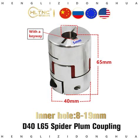 Cnc 플렉시블 조 스파이더 플럼 커플 링 샤프트 커플러 D40 L65mm 1417mm Nema23 Nema34 모터용 키홈