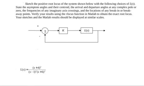 Solved Sketch The Positive Root Locus Of The System Shown