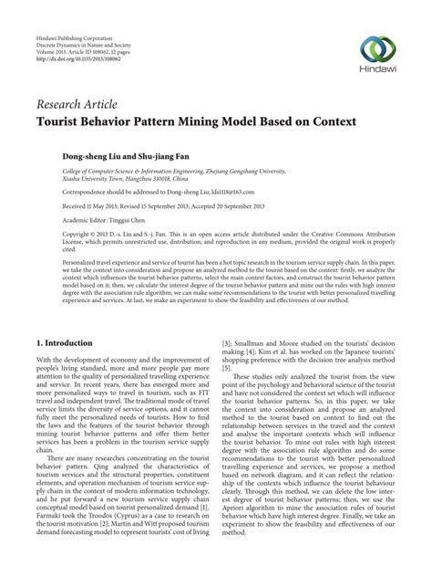 Pdf Tourist Behavior Pattern Mining Model Based On Context