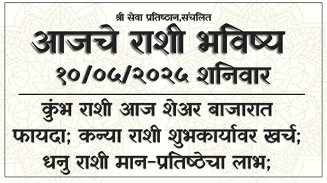 Daily Horoscope 10 May 2025 आजचे राशी भविष्य १० मे २०२५ कुंभ राशी आज