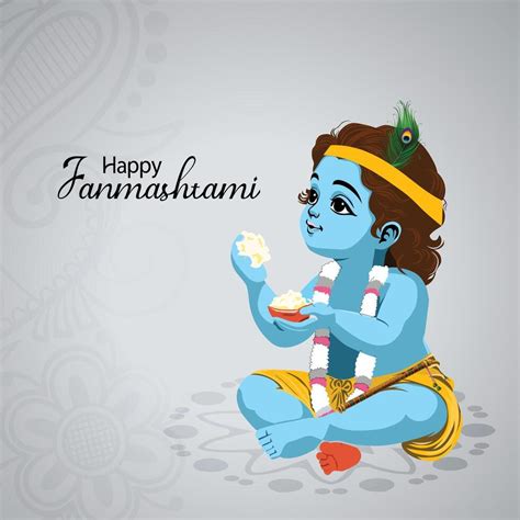Krishna Janmashtami Festival Wish Greeting 48032479 Vector Art At Vecteezy