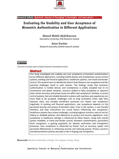 Evaluating The Usability And User Acceptance Of Biometric Authentication In Different