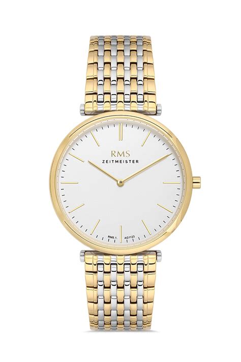 Rms Silver Dial Yellow White Coated Mens Watch Rms1ag112303