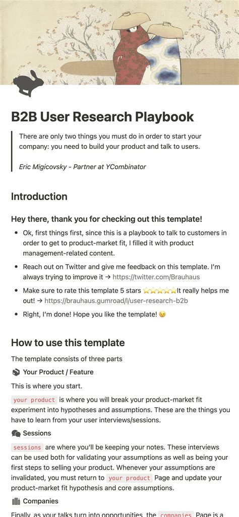 Notion Template Gallery User Research Playbook For B2b Products