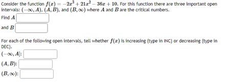 Solved Consider The Function F X 2x3 21x2 36x 10 ﻿for