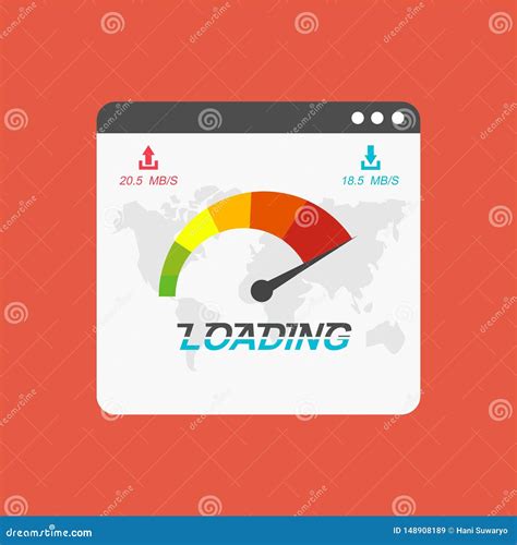 Website Speed Loading Time Web Browser With Speedometer Test Showing
