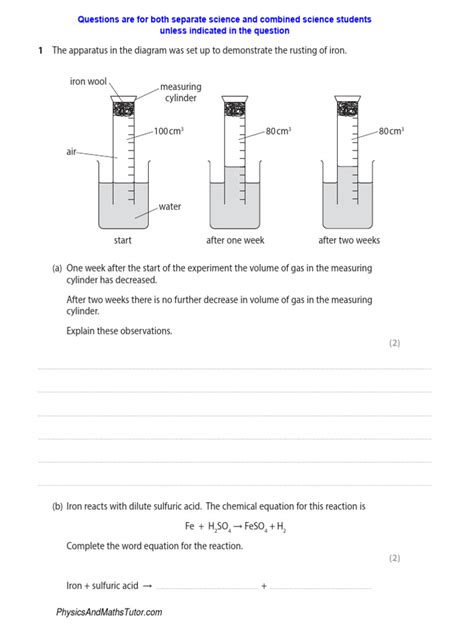 Chemical Formulae Equations Calculations Qp Pdf Sodium