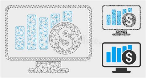 Stock Market Monitoring Vector Mesh Carcass Model And Triangle Mosaic Icon Stock Vector