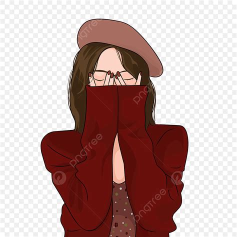 Shy Girl Vector Art Png Cute Shy Girl With Hat Cute Shy Girl Png