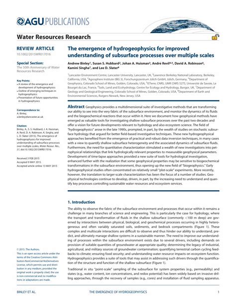 Pdf The Emergence Of Hydrogeophysics For Improved · Conceptual