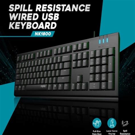 Rapoo Nk1800 Wired Usb Keyboard Spill Resistant Laser Carved Keycap