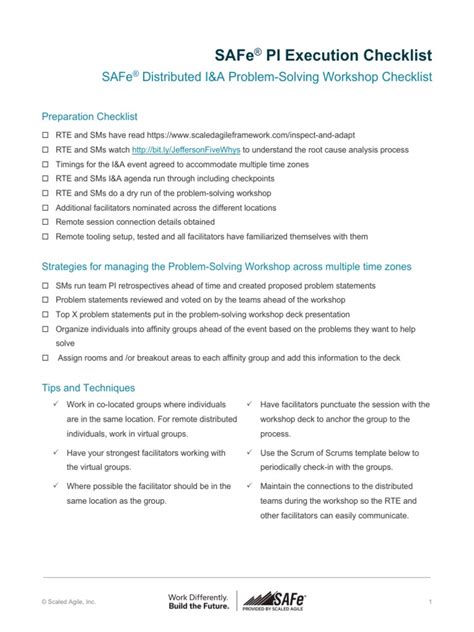 03 Distributed Ianda Problem Solving Workshop Checklist V51 Pdf