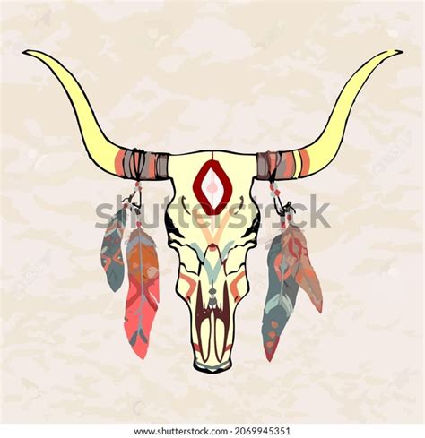 Vector Apache Feathers Art Vintage Bull Stock Vector Royalty Free 2069945351 Shutterstock