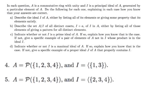 Solved In Each Question A Is A Commutative Ring With Unity