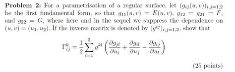 solved j 1 2 problem 2 for a parametrisation of a regular