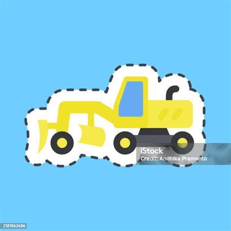 커팅 라인 스티커 도로 그레이더 중장비 요소 인쇄물 포스터 로고 인포그래픽 등에 적합합니다 건설 기계류에 대한 스톡 벡터 아트