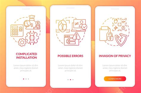 Red Gradient Onboarding Mobile App Screen Disadvantages Of Biometric