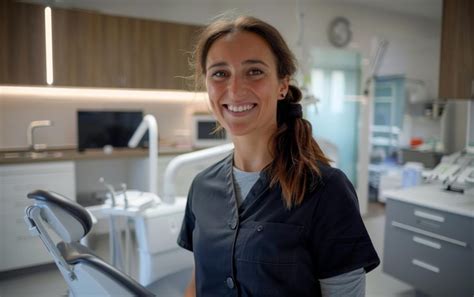 A Dental Assistant With A Friendly Smile Stands In A Wellorganized A Dental Assistant With A Friendly Smile Stands In A Wellorganized