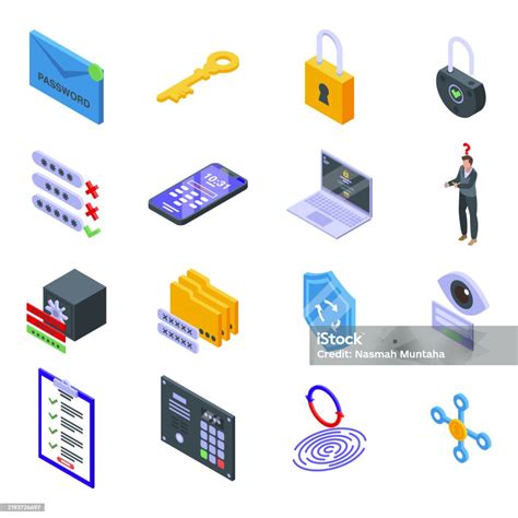 Password Recovery Icons Set Isometric Style Stock Illustration Download Image Now Isometric