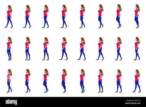Blond Hair Girl Character Walk Cycle Animation Sequence Loop Animation