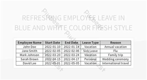Template Cuti Karyawan Excel Contoh Format Xls Download Gratis Pikbest