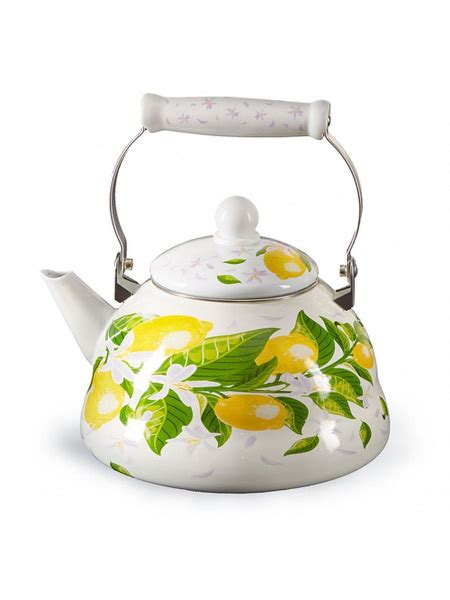 Чайник эмалированный 3л Белый Лимоны купить с доставкой по выгодным ценам в интернет