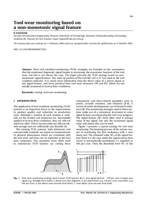 Pdf Tool Wear Monitoring Based On A Non Monotonic Signal Feature