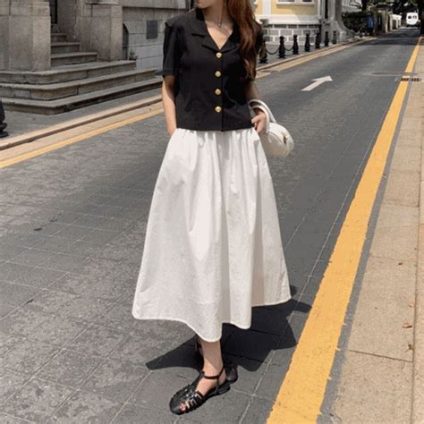 하객투피스여름자켓 반팔자켓 정장코트 블랙 남방셔츠 솔리드 A라인 플레어롱스커트 하체커버 하비 편안한 투피스 셋업 세트 셔츠룩