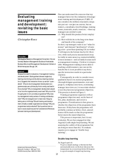 Pdf Evaluating Management Training And Development In A Cross‐cultural Context