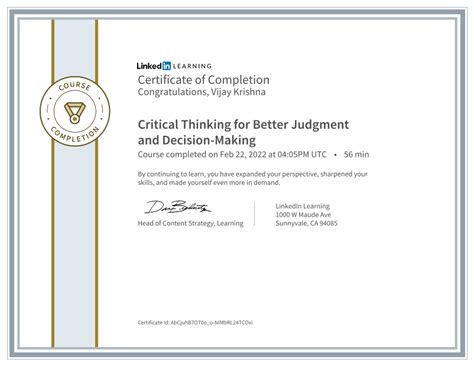 Vijay Krishna On Linkedin Certificate Of Completion