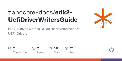 GitHub Tianocore Docs Edk2 UefiDriverWritersGuide EDK II Driver Writer S Guide For