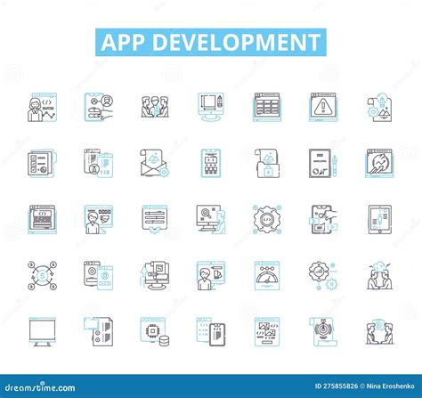 App Development Linear Icons Set. Platform, Framework, Code, Interface, Compatibility, Usability ...