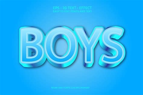 Premium Vector | Boys 3d Text Effect