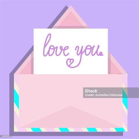 발렌타인 데이 봉투 종이와 줄무늬 조각으로 열립니다 사랑의 필기 선언 플랫 만화 스타일의 벡터 일러스트레이션 2월에 대한 스톡 벡터 아트 및 기타 이미지 Istock