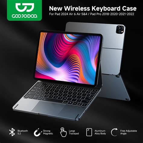 Goojodoq New Magnetic Keyboard With Case Bluetooth Adjustable Angle For Ipad Ipad Air