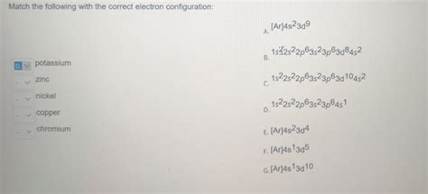 Solved Match The Following With The Correct Electron Chegg