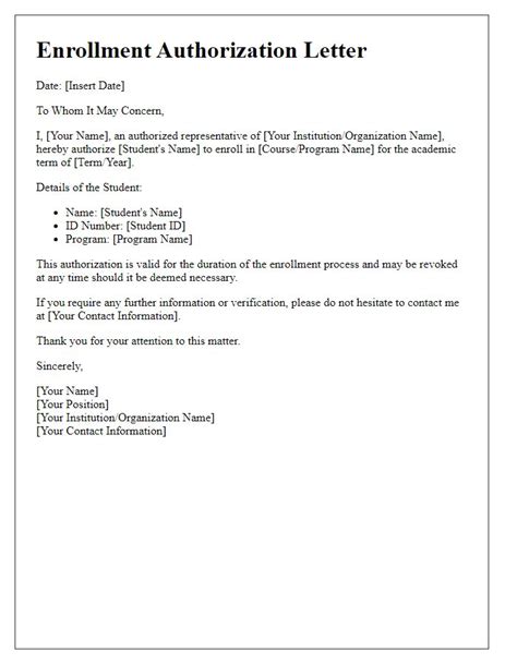 Letter Template For University Enrollment Authorization Free Samples In Pdf Letterin