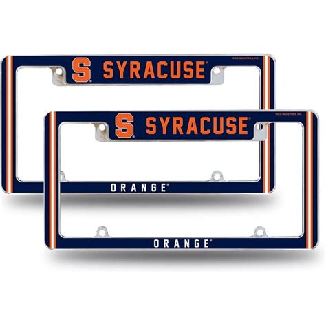 Syracuse Ncaa Orange Set Of 2 Chrome Metal License Plate Frames With