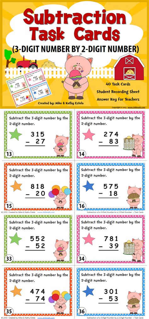Chilimath Subtraction Task Cards Subtraction Teaching Math Chilimath Subtraction Task Cards Subtraction Teaching Math