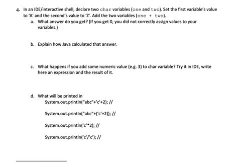 Solved Question 4 In An Ideinteractive Shell Declare Two Char