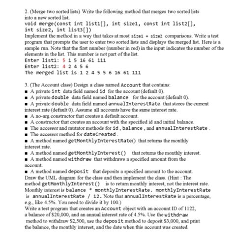 Solved 2 Merge Two Sorted Lists Write The Following